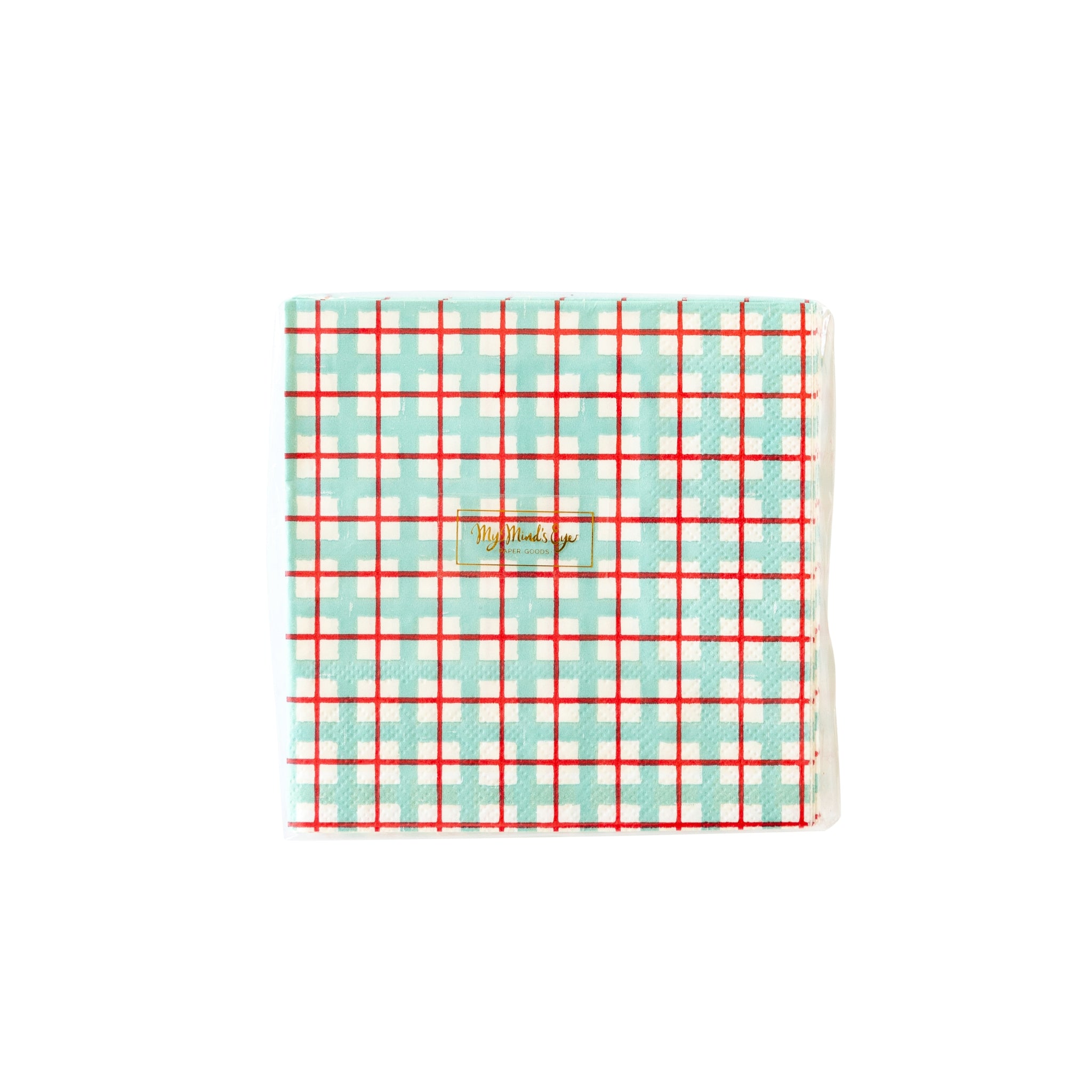 Dear Rudolph Plaid Paper Cocktail Napkin.