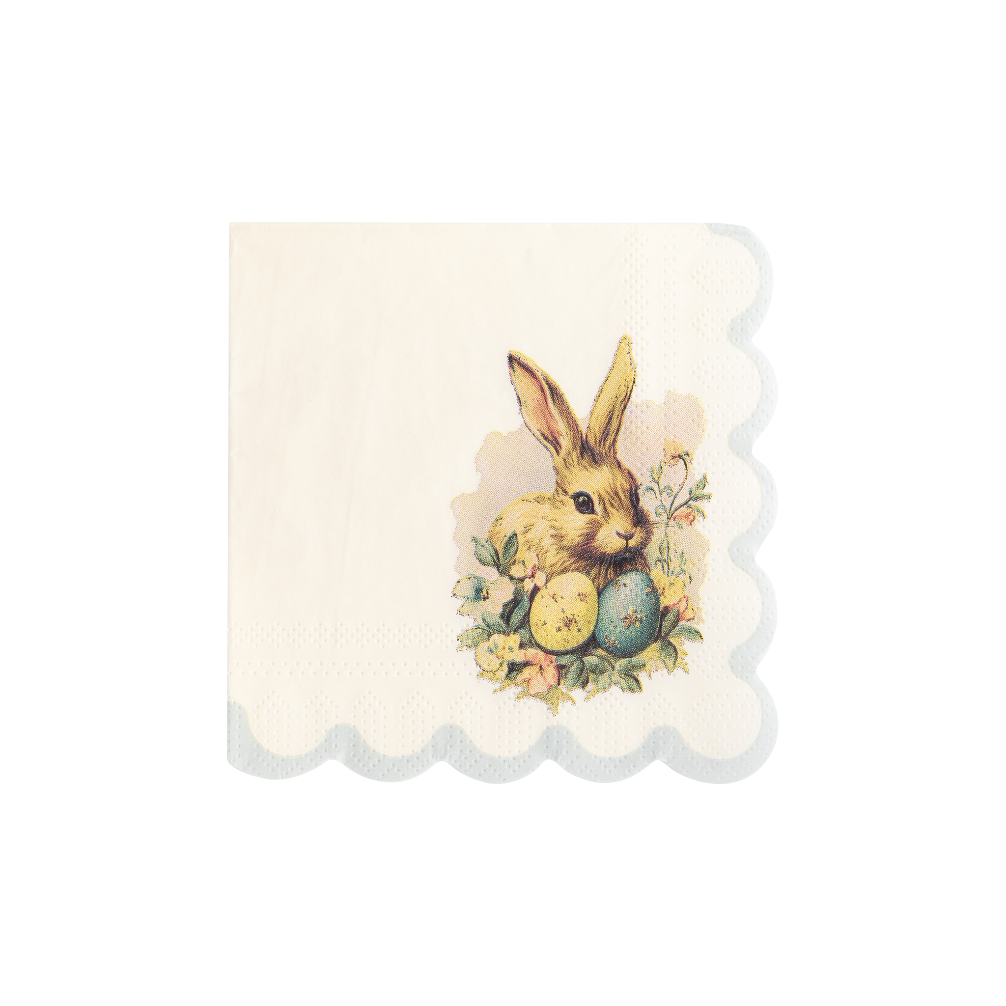 Vintage Easter Bunny Scallop Paper Cocktail Napkin.