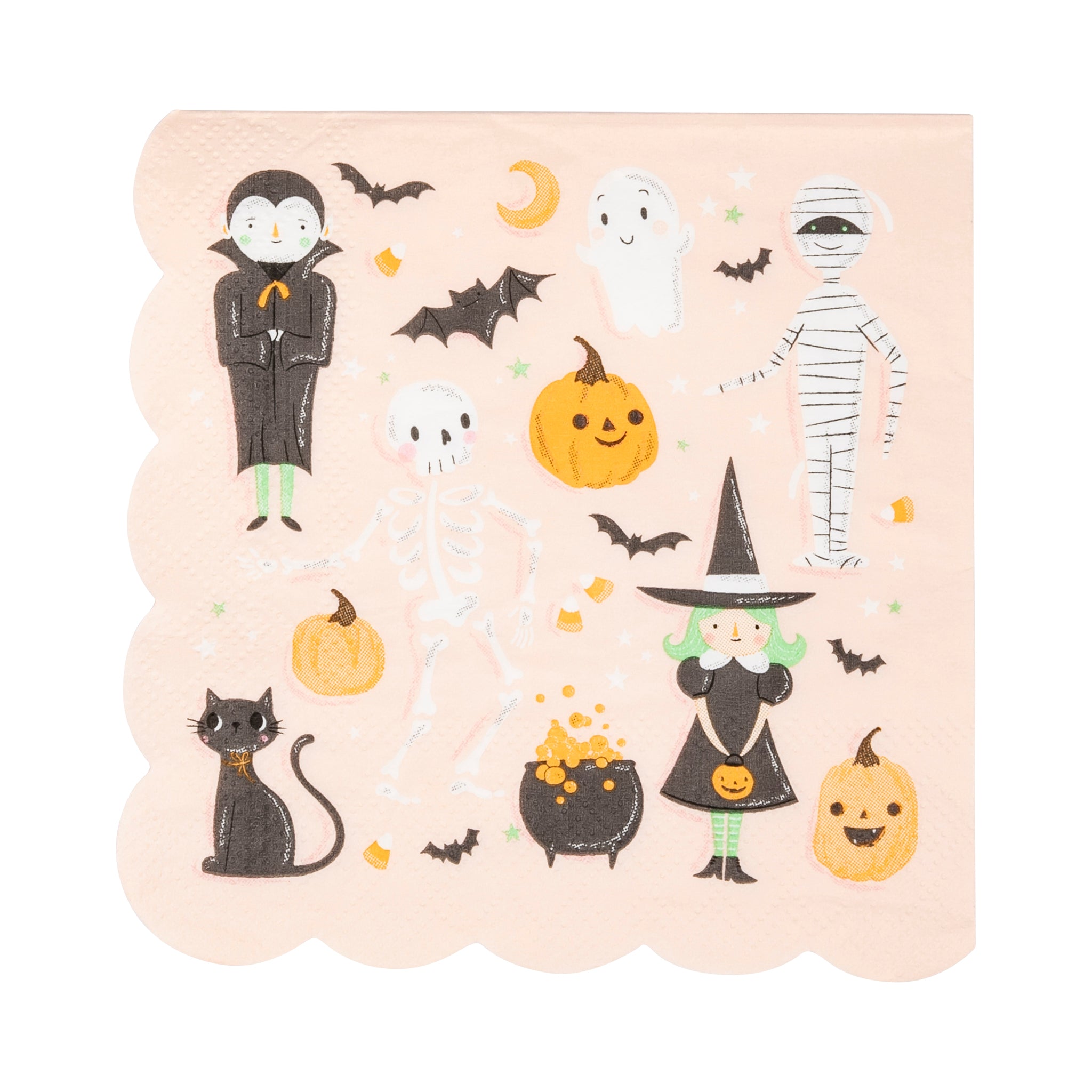Scallop Halloween Icons Paper Cocktail Napkin.