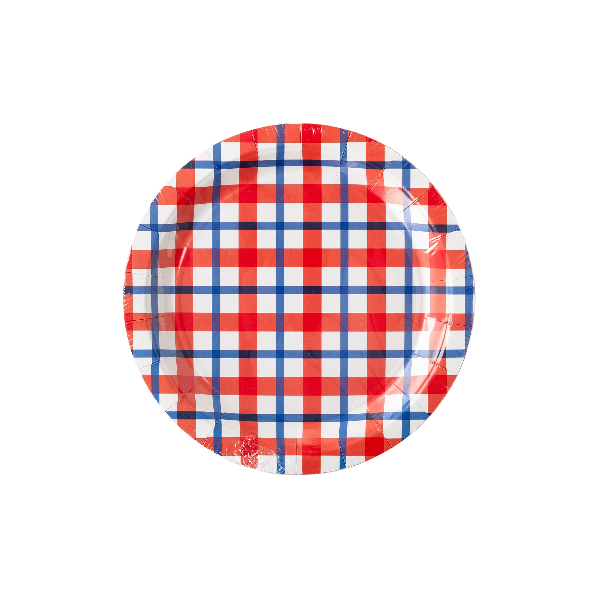 Americana Plaid Party Paper Plates – Patriotic.