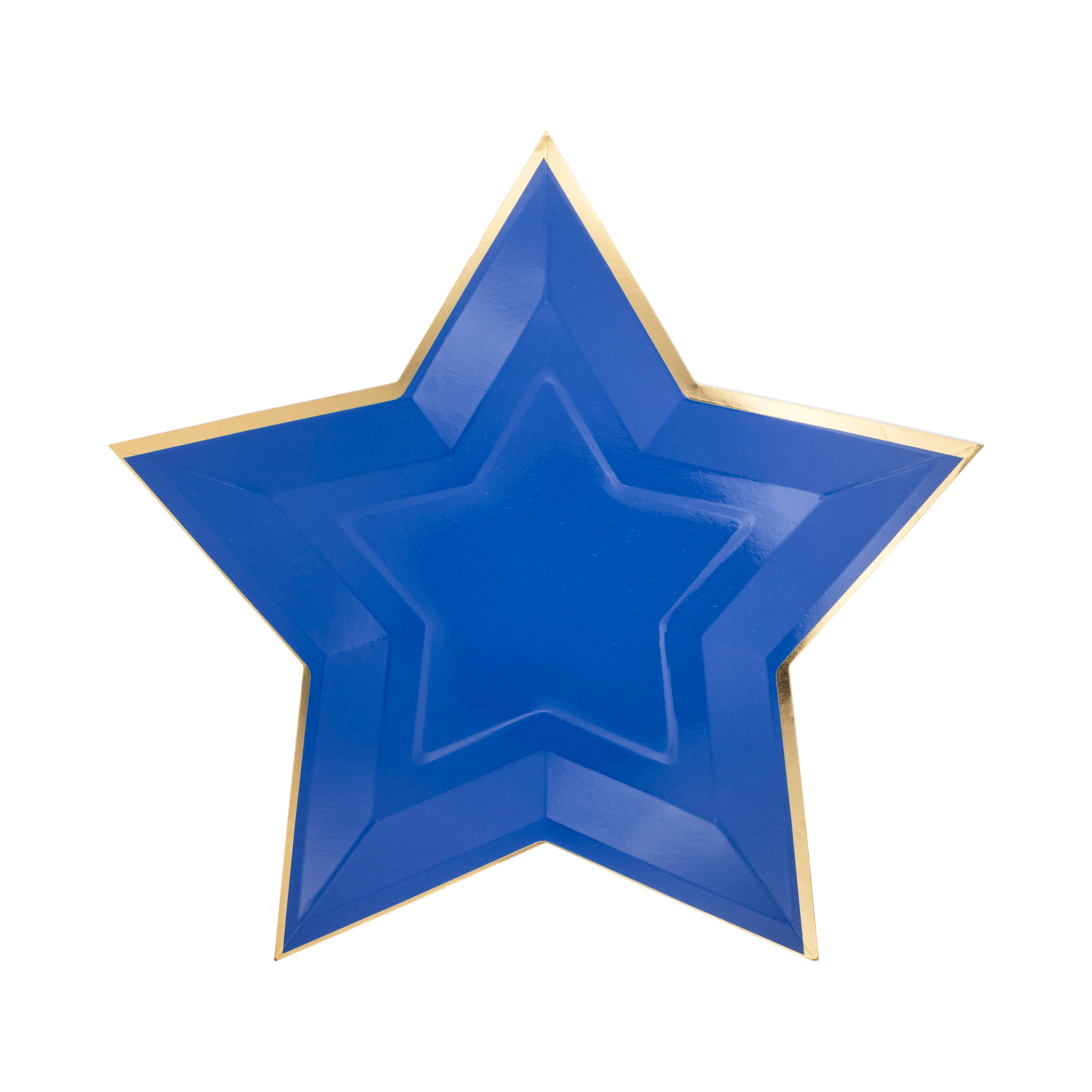 Blue Star Shaped Gold Foiled Paper Plate.