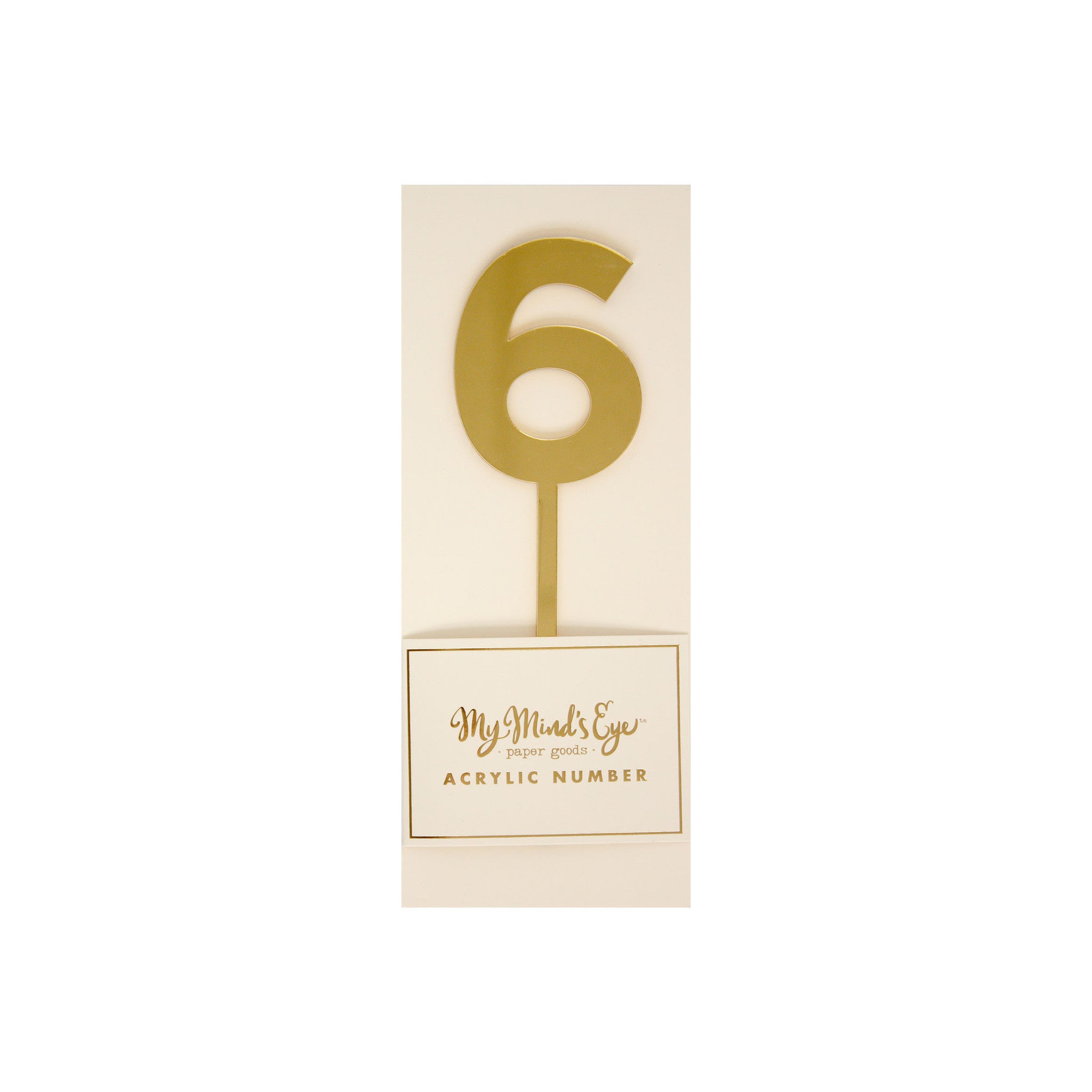 Gold Acrylic Number 6 - Cake Topper | My Mind's Eye.
